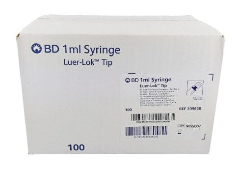 BD Plastipak Sterile Luer Lok Syringe 1ml - Box of 100 (Ref: 309628 ...
